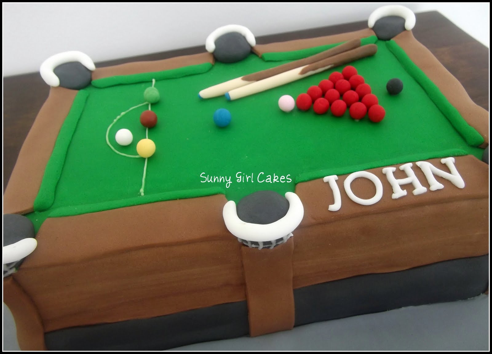Snooker Cake for John's 70th Birthday | Sunny Girl Cakes