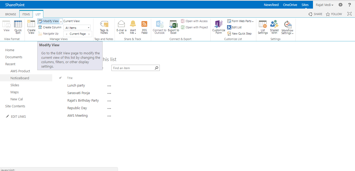 Apply Filters to SharePoint List OOTB