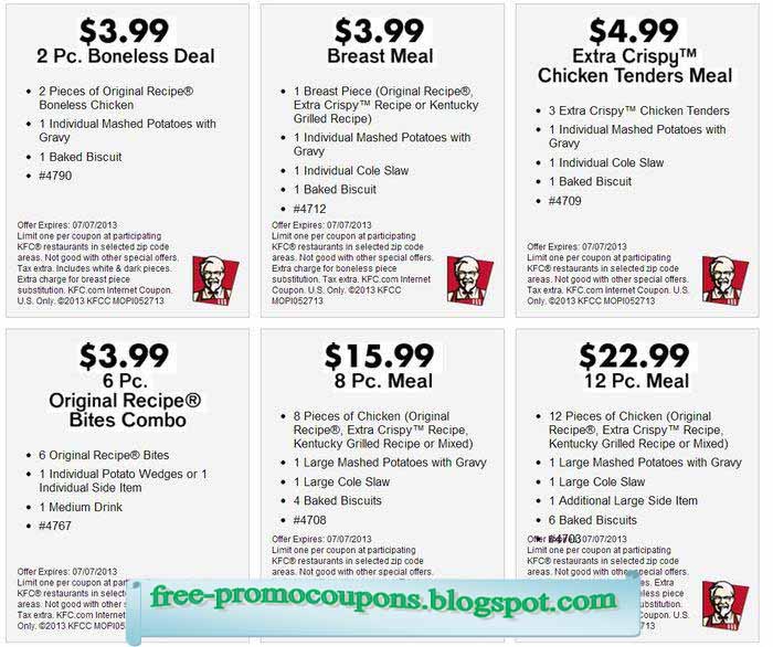 Printable Coupons 2021: Kfc Coupons