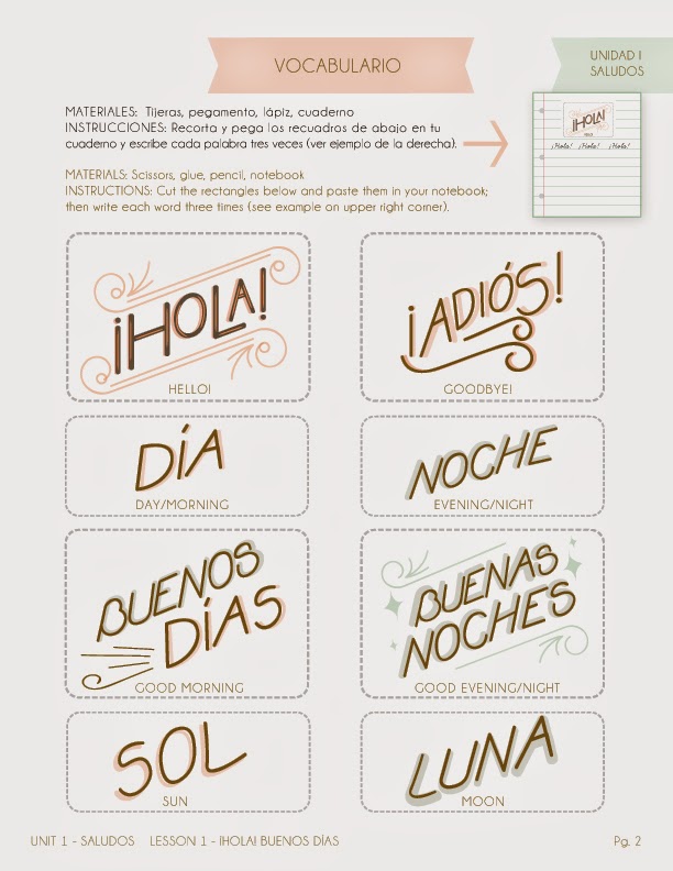 The Art of Gina Mayes: Freebie Of The Week: Spanish Lesson On Greetings!