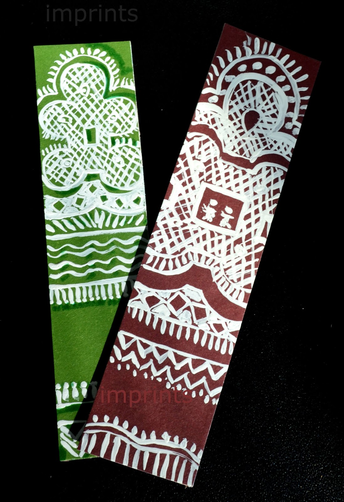 imprints handmade: Rangolis on my bookmarks