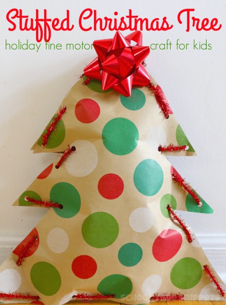 Stuffed Christmas Tree Lacing Craft for Fine Motor Skills | School Time ...