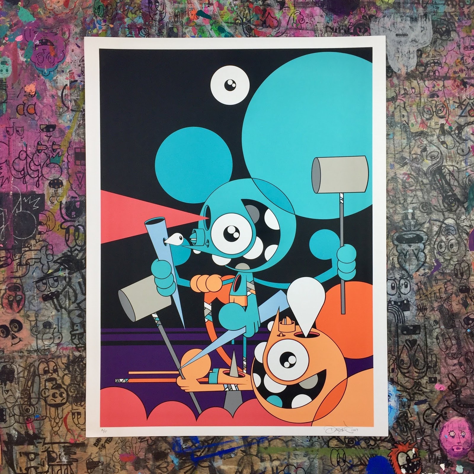 The Blot Says...: Space Monkey (Helping Hands) Screen Print by Dalek