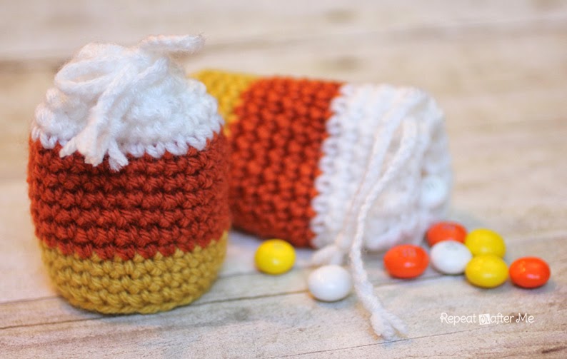 Crochet Candy Corn Pouch Pattern - Repeat Crafter Me