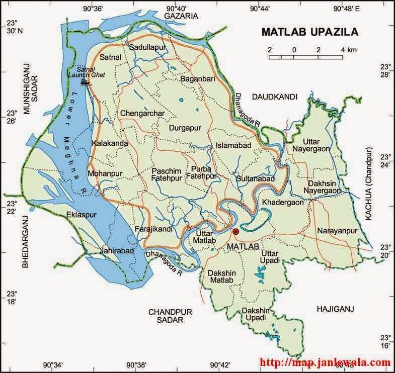 Matlab Upazila Map, Chandpur District, Bangladesh