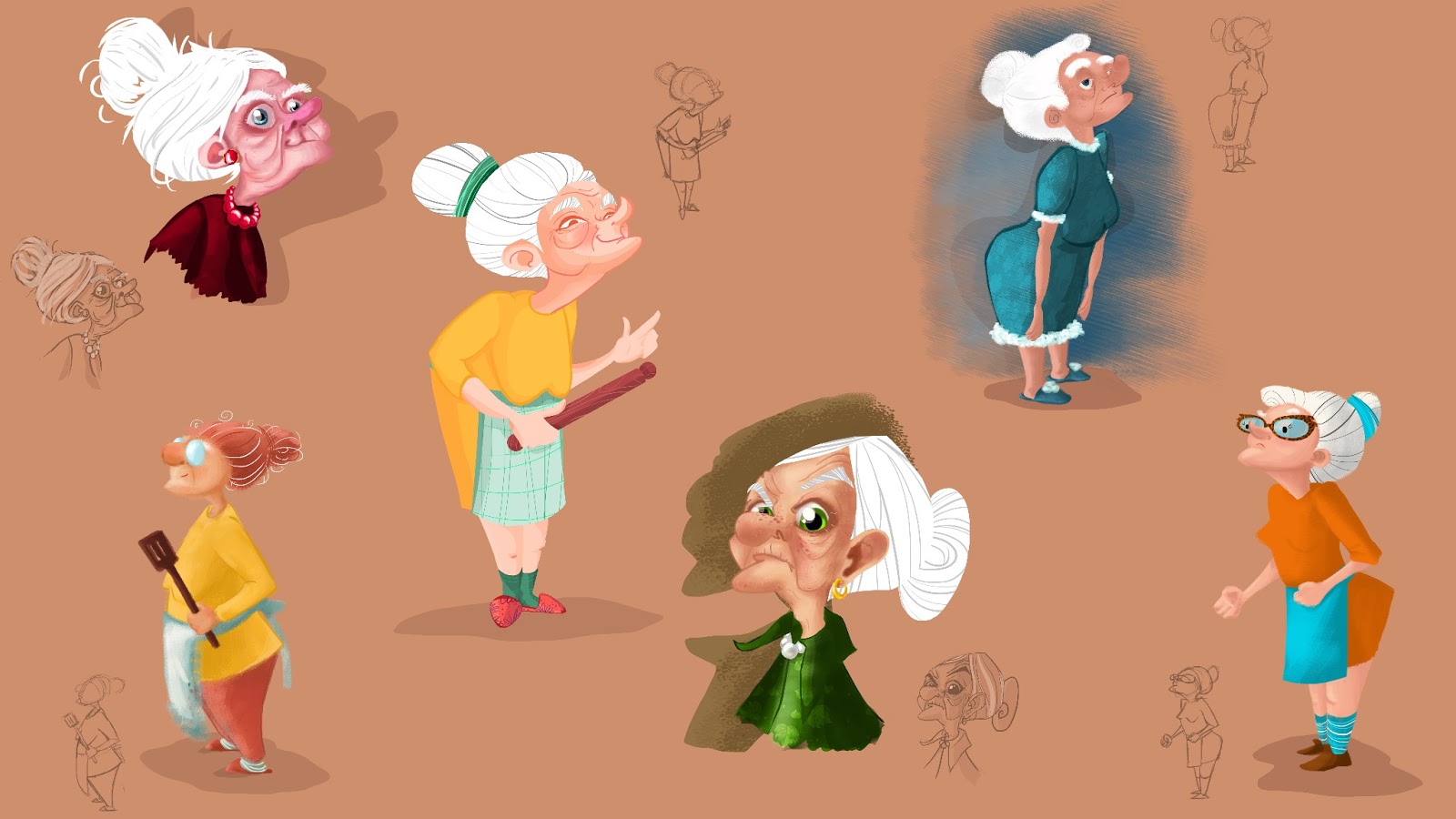 Art and Animation Blog: Granny Character - Body Designs