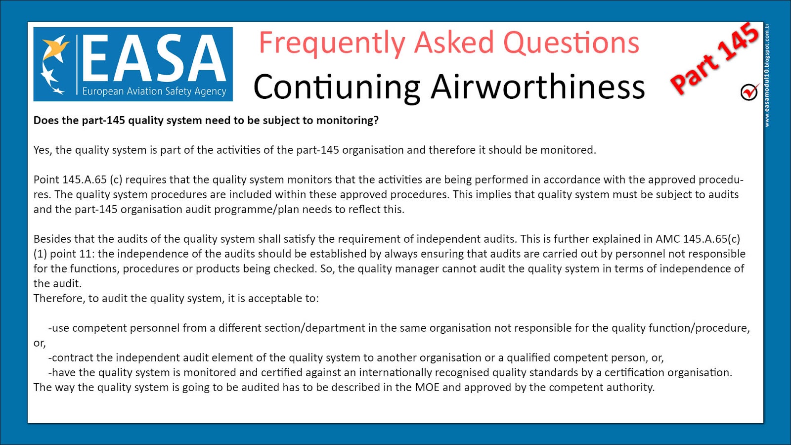 Aviation Legislation: EASA Part 145 Frequently Asked Questions