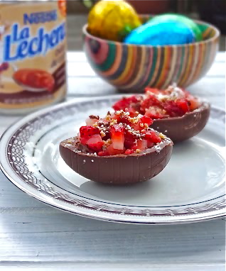 Caramel Strawberry in chocolate egg shells