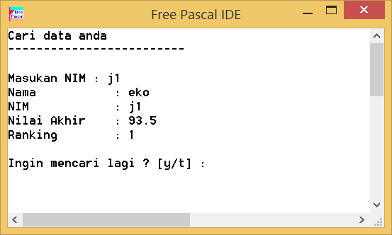 Sequential dan Binary Search Dalam Pascal - MeganEko's Blog