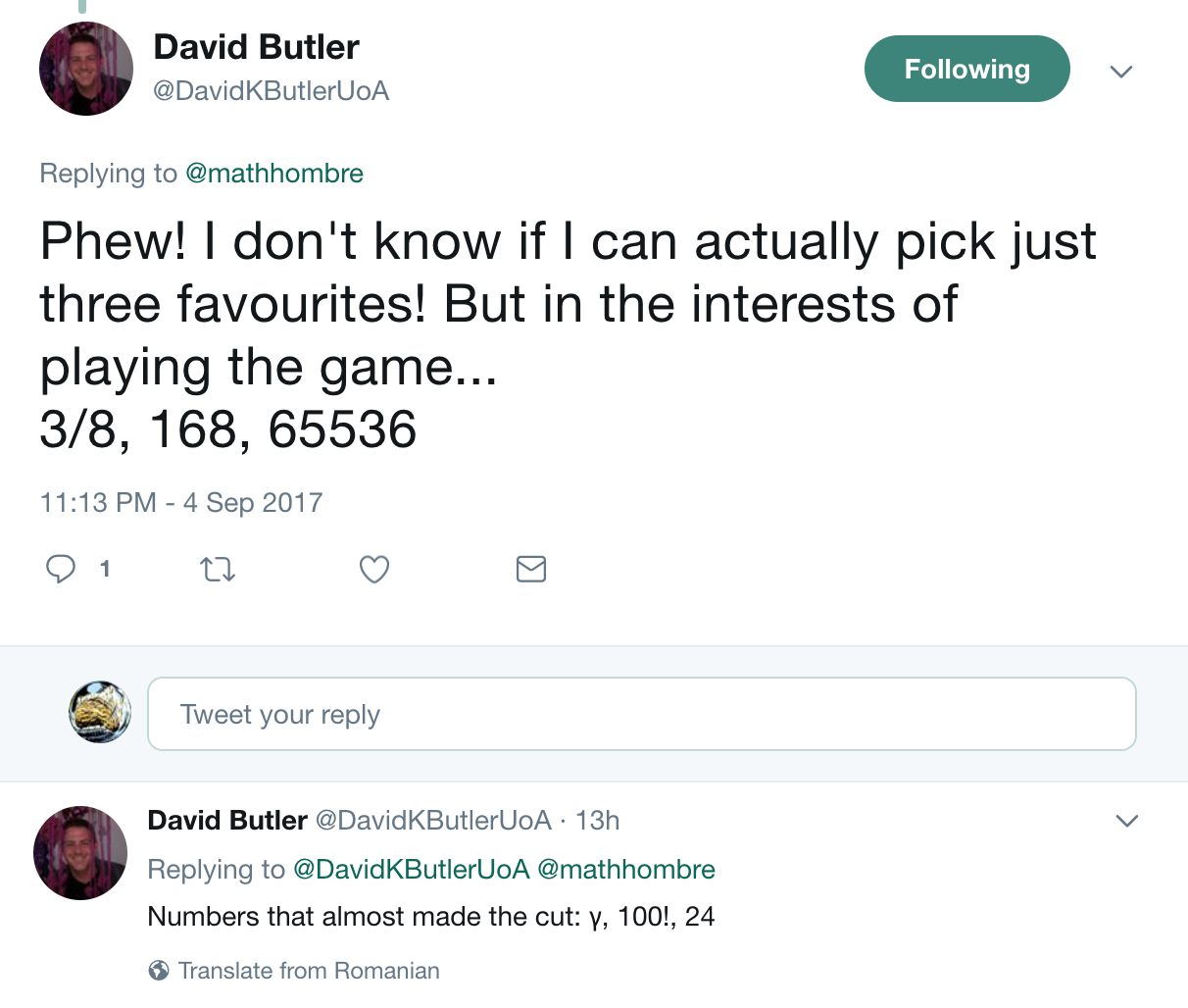 Math Hombre: Top Ten Favorite Numbers