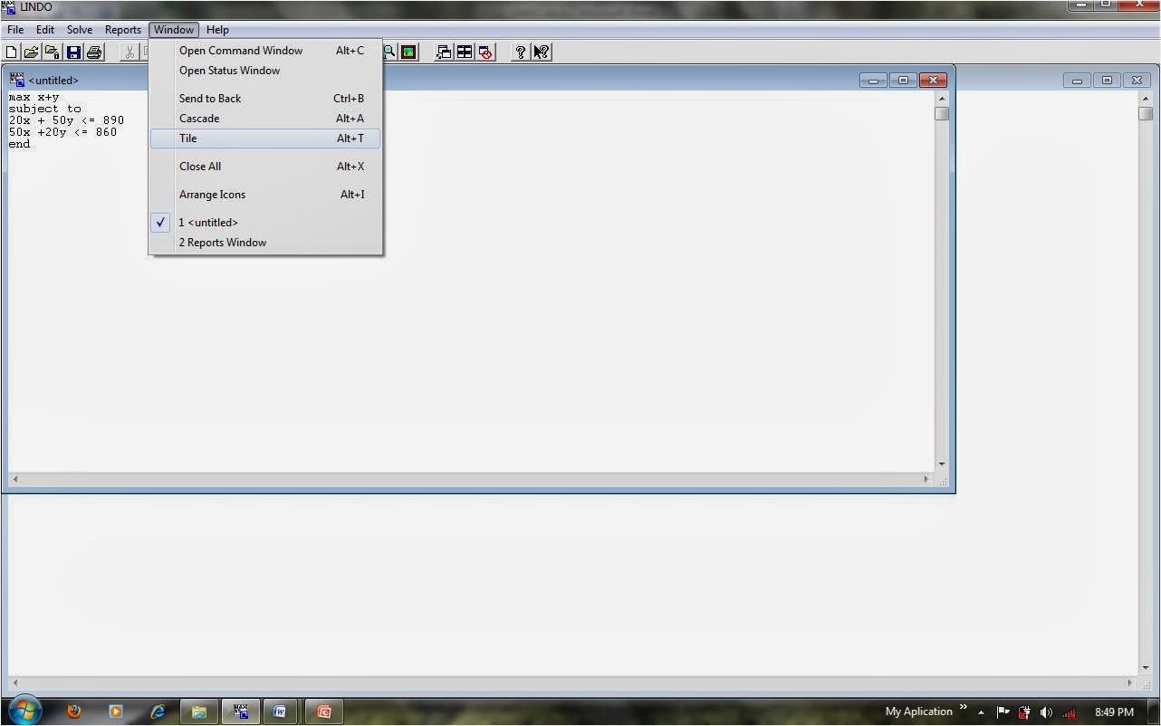 Aplikasi Komputer: Software LINDO