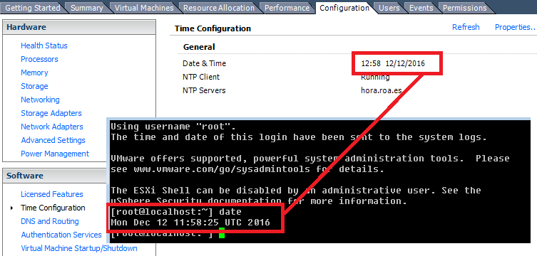 VMWare: ESXi configurar hora | SYSADMIT