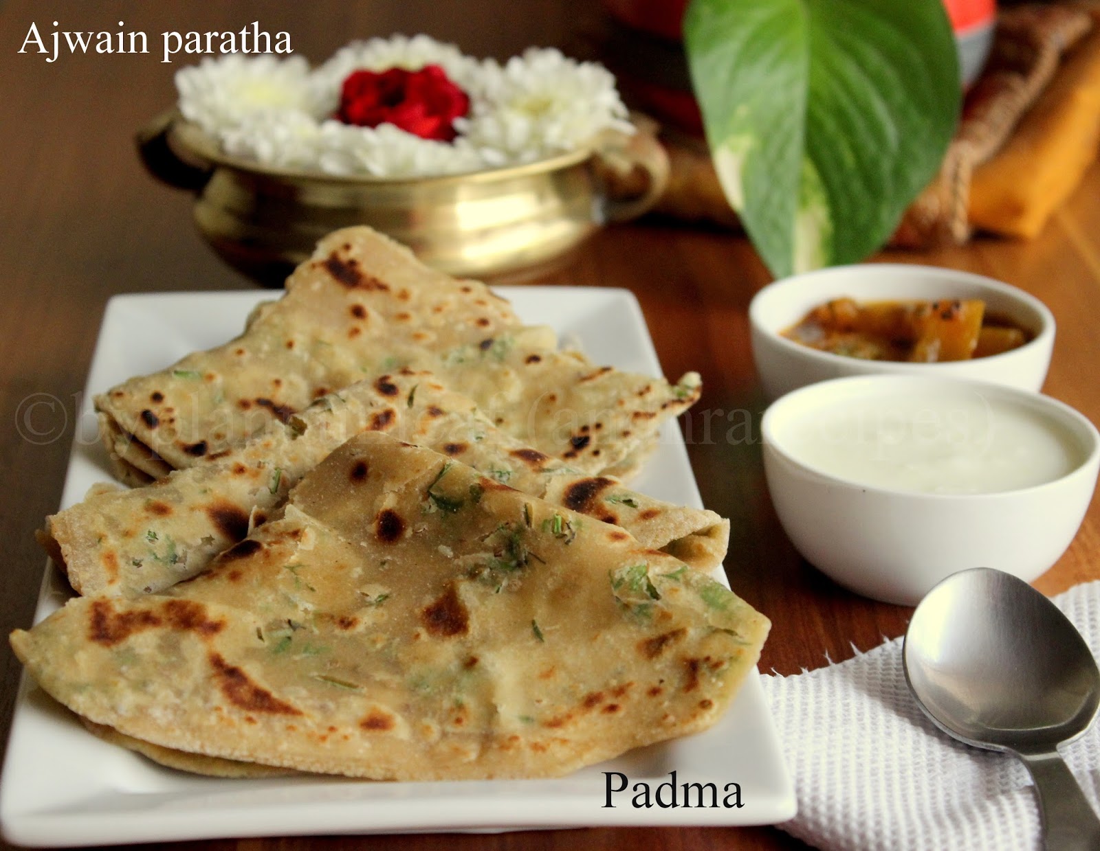 plantain leaf(Andhra Recipes): Ajwain Paratha (Vaamu Chapati)
