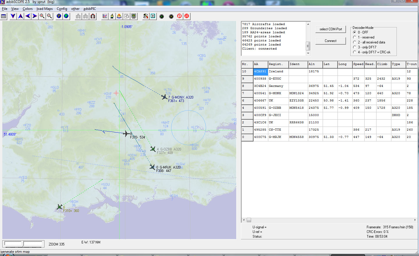 Virtual Radar for a tenner - RTLSDR and ADSB: It works! • AmateurRadio.com