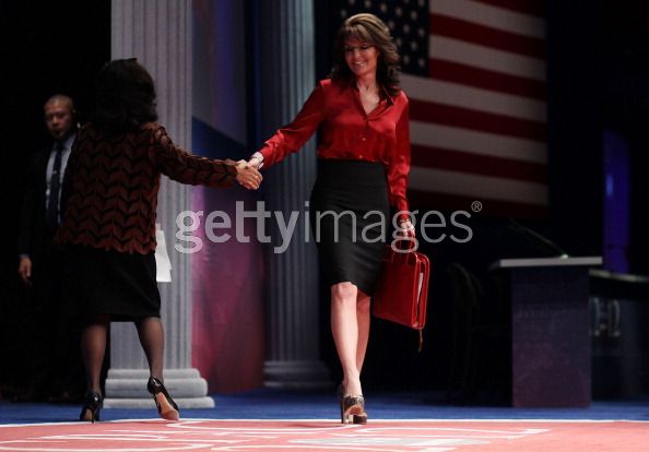 Ladies in Satin Blouses: sarah palin - red satin blouse