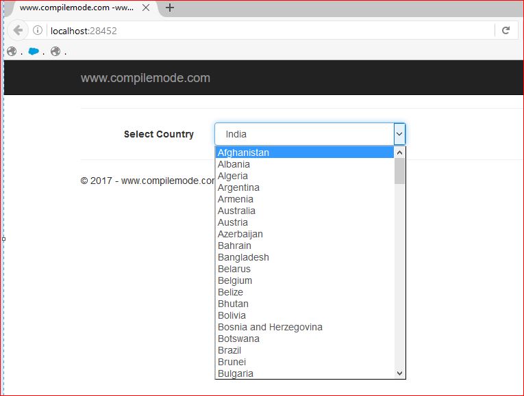 Display Country List Without Database in ASP.NET MVC
