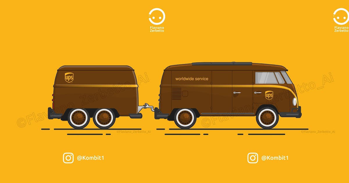 KombiT1: Ups worldwide service VW T1 Flat Design
