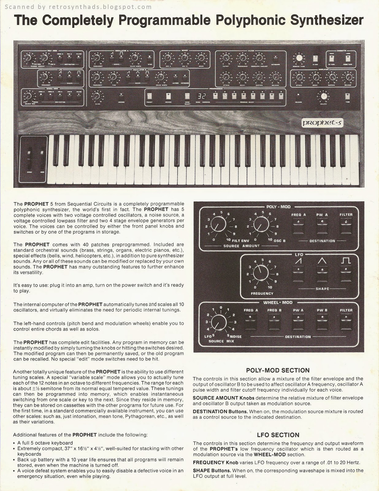 Retro Synth Ads: Sequential Circuits Inc. Prophet-5 "The Completely ...