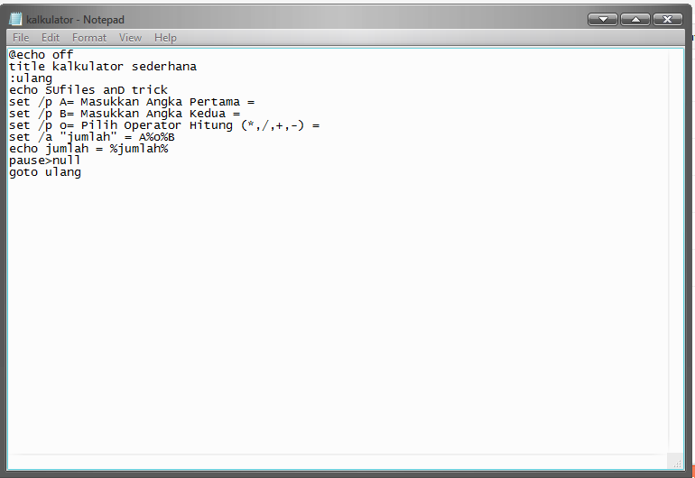 Cara Membuat Calculator sederhana dengan Notepad - Mysuweb