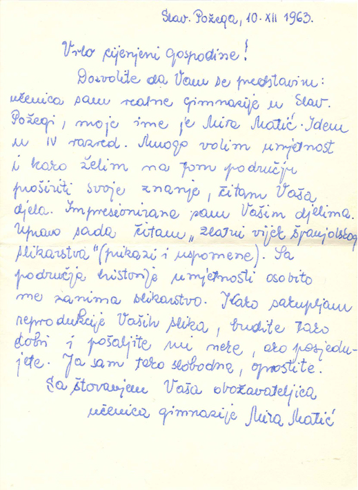 Doktor za umjetnine: Tragom pisma starog pola stoljeća