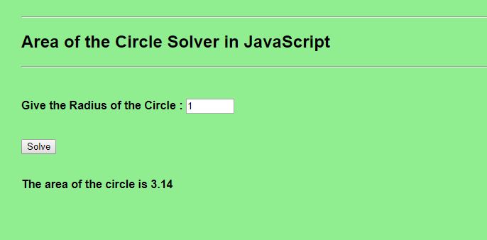 Free Programming Source Codes and Computer Programming Tutorials: Area of the Circle in ...