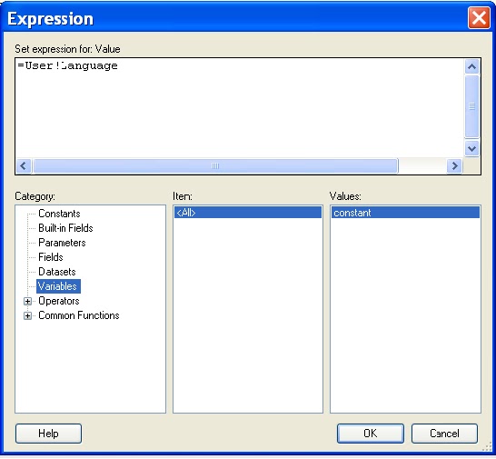 SSRS: Create Variables and Constants