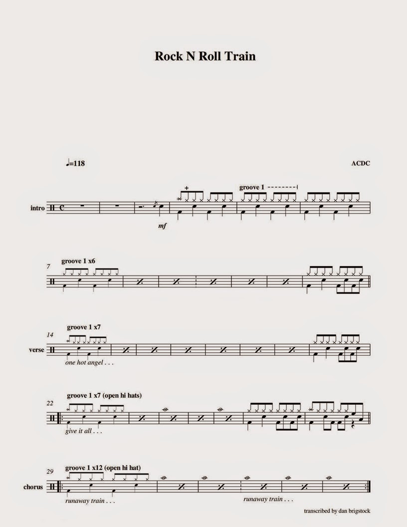 AC/DC - Rock N Roll Train | Partituras para Batería