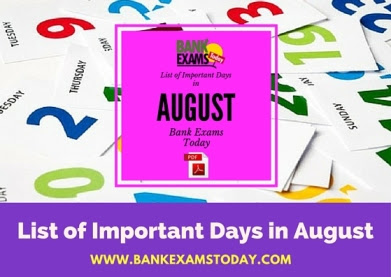List of Important Days in August - At a Glance (PDF) | Csslord