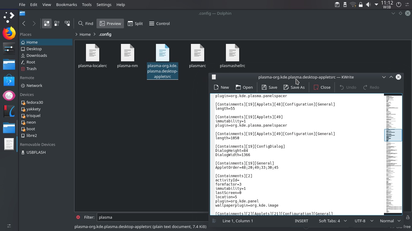 KDE Plasma Desktop + Vertical Panel + Global Menu