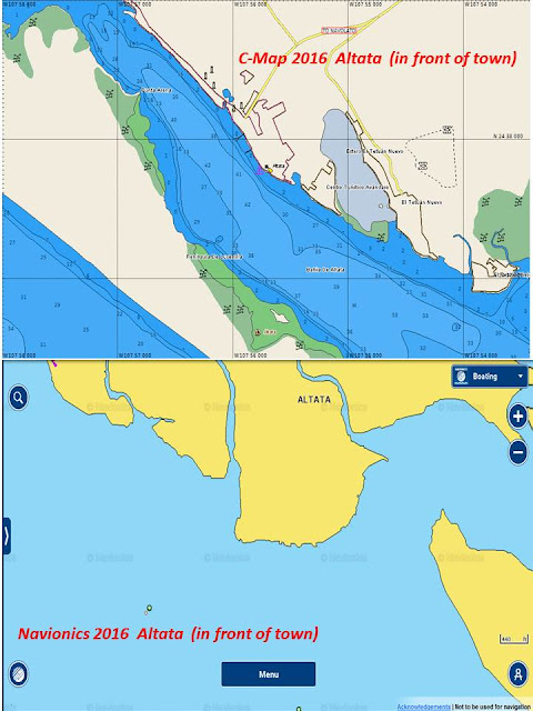 Sailing Pelagia: Mexico charts: C-MAP versus NAVONICS