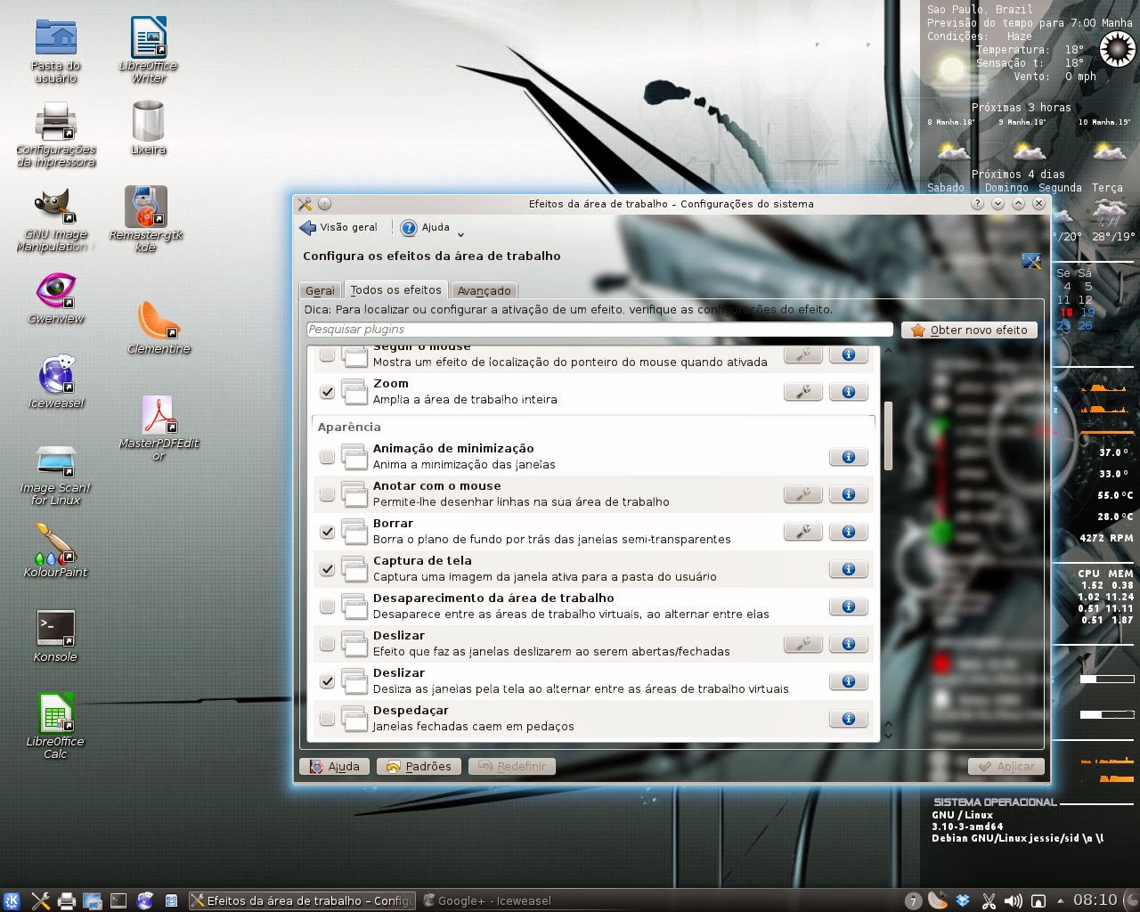 Janelas transparentes no KDE, Debian Ubuntu e derivados.
