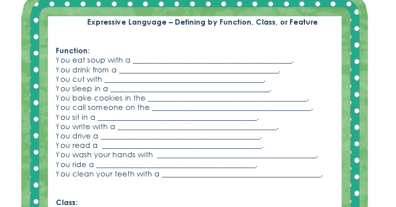 Ms. Lane's SLP Materials: Expressive Language: Function, Feature, and ...