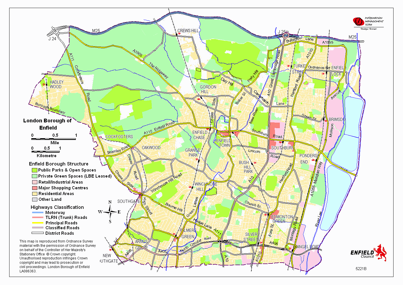 Enfield Map Region Political | Map of London Political Regional