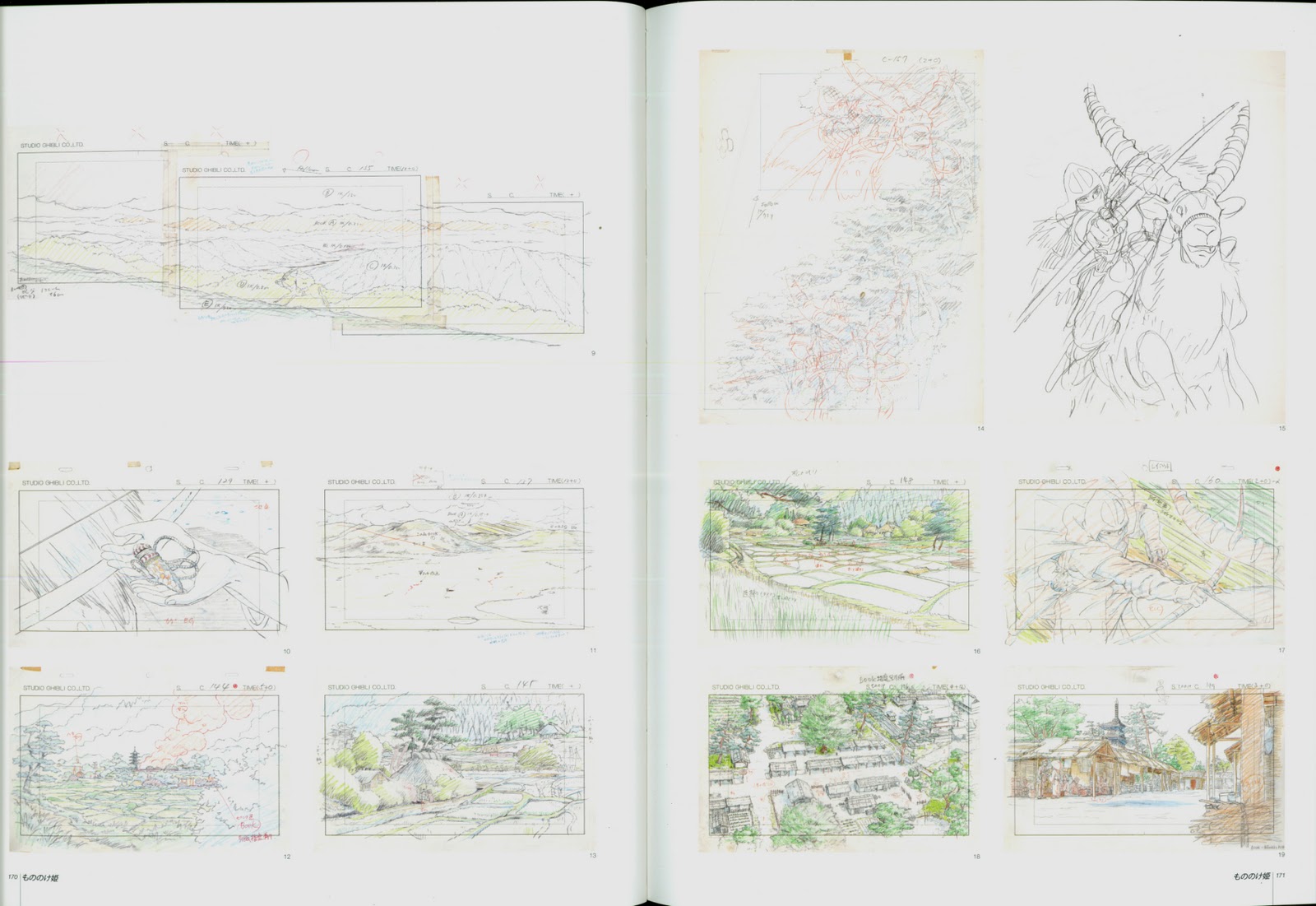 Living Lines Library: もののけ姫 / Princess Mononoke (1997) - Layout Design