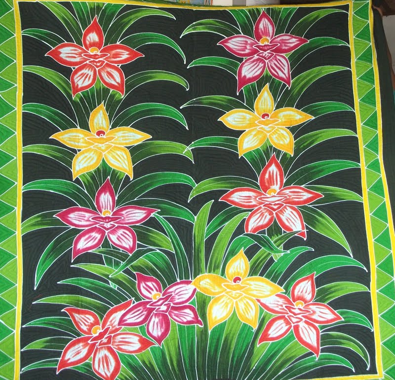 BALI BED COVER: BED COVER BALI LUKIS 10 BUNGA FULL JAHIT