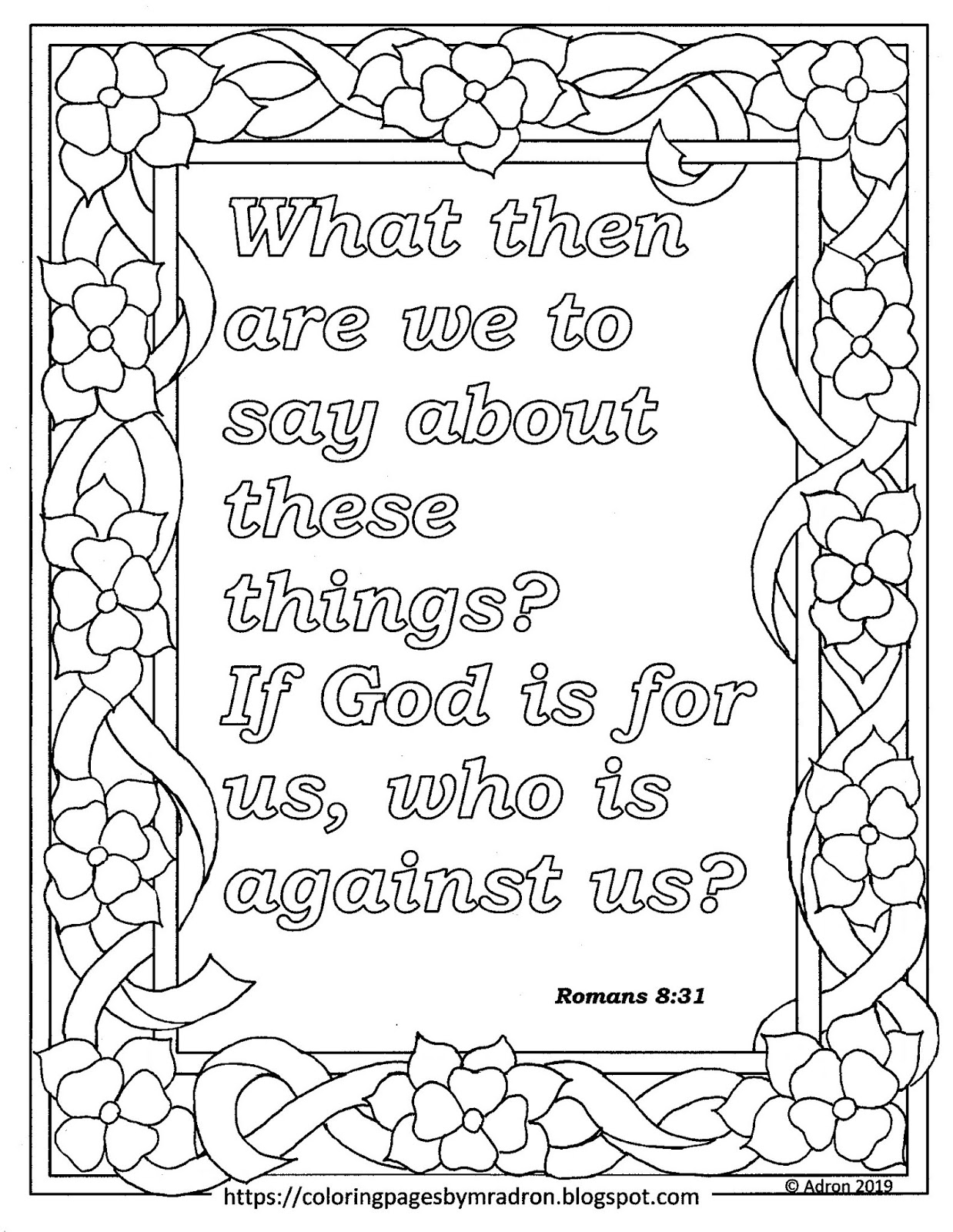Coloring Pages for Kids by Mr. Adron: Free Romans 8:31 Print and Color ...
