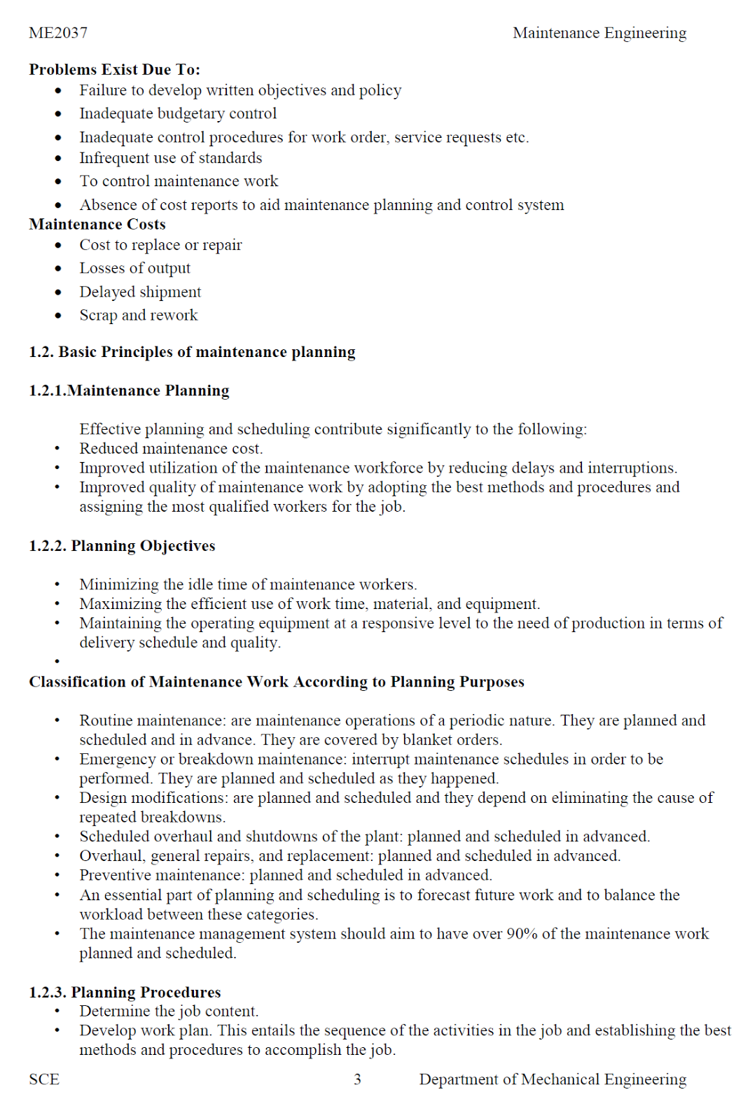 ME6012 Maintenance Engineering Notes PDF - University Question Papers