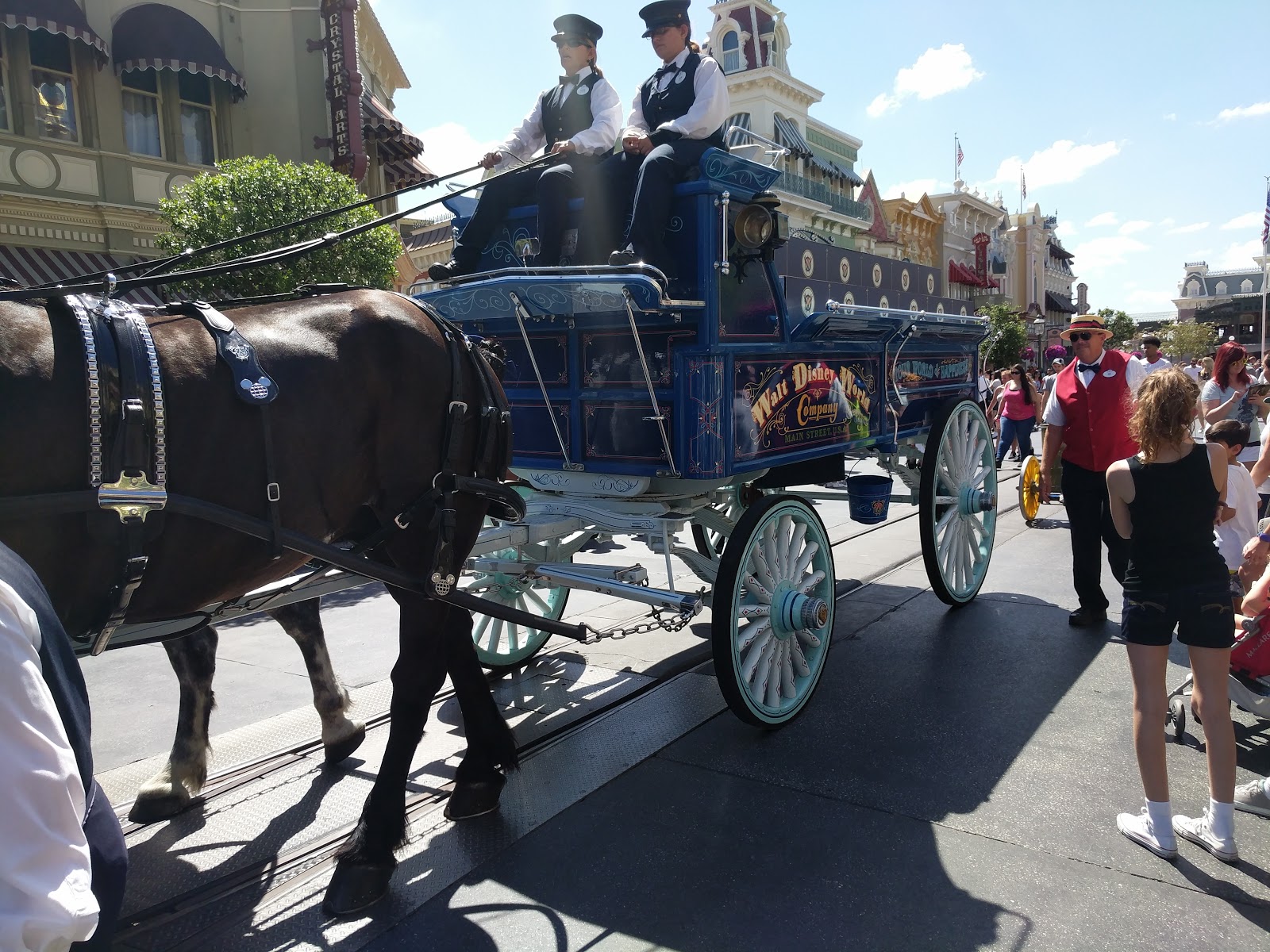 Horse-Drawn Blue Carriage On Main Street USA