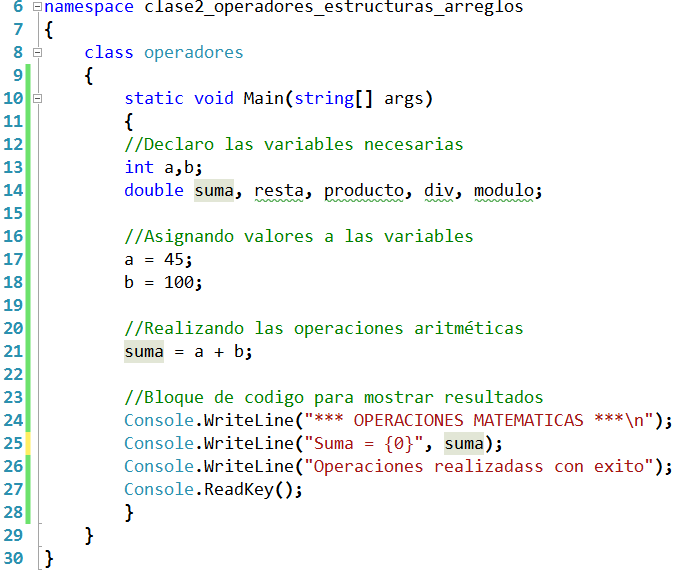 Primer Ejemplo Usando Operadores en Visual C# - Programación en ...