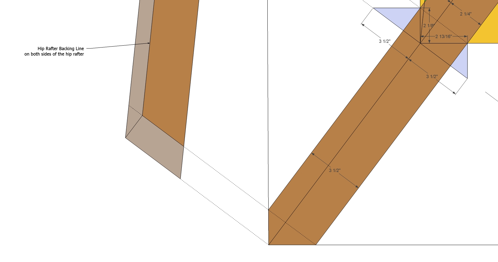 Roof Framing Geometry: Hip Rafter Plumb Mark Line Shift