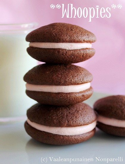 Vaaleanpunainen Nonparelli: Whoopies