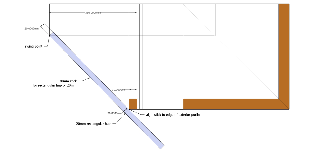 Roof Framing Geometry: Hipped roof with canted center purlins