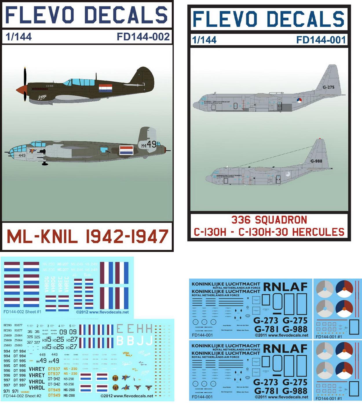 Kampfgruppe 1/144: 1/144 WWII Dutch Airforce Decals - Flevo Decals