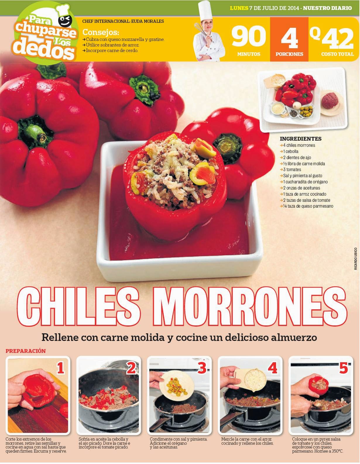 Cocinas y Recetas: Chiles morrones rellenos de carne molida