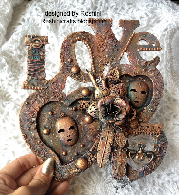 Altered LOVE wooden photo frame in Antique style - Roshini Crafts