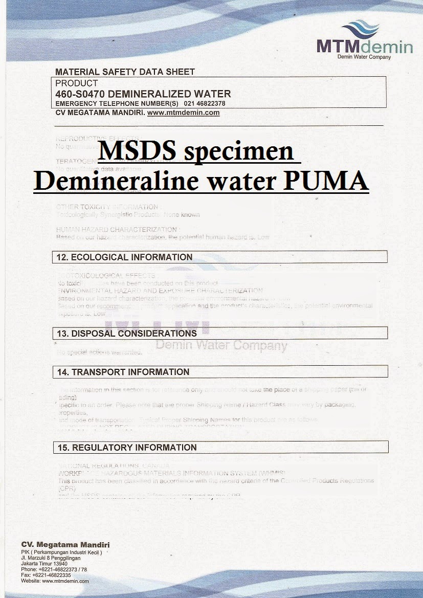 ACCU ZUUR dan AIR ACCU PUMA: msds air accu