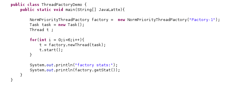 Java-Latte: Thread Factory in Java
