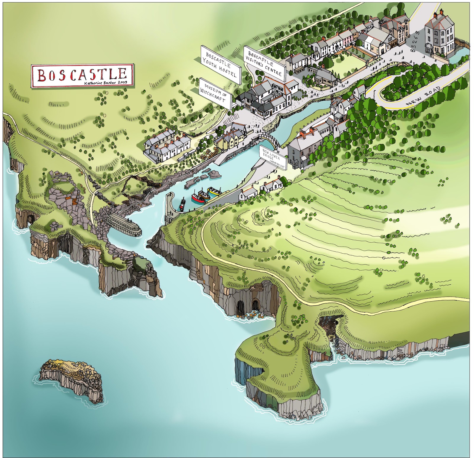 Katherine Baxter illustrator: Boscastle Map
