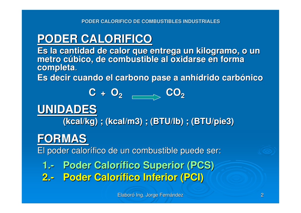 Ejemplos para Examen: El poder calorífico en el gas natural