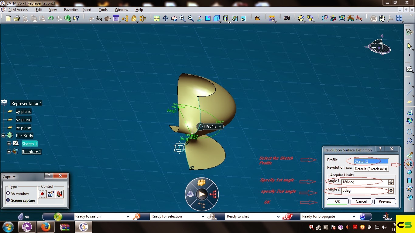 How to create Surface Revolve in CATIA | CADDSKILLS